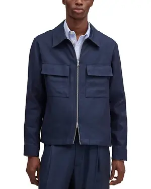 Nn07 Alban Zip-up Linen Blend Jacket - Deep Navy