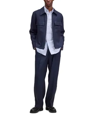 Nn07 Alban Zip-up Linen Blend Jacket - Deep Navy