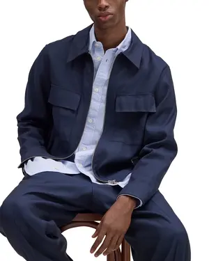 Nn07 Alban Zip-up Linen Blend Jacket - Deep Navy