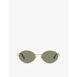 Saint Laurent Sl692 Oval-frame Sunglasses - Gold