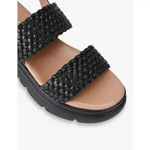 Carvela Krypton Metallic Woven-strap Leather Sandals - Black