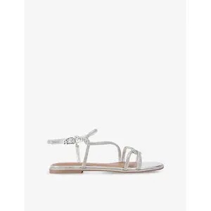 Women's Silver Strappy Flat Sandals