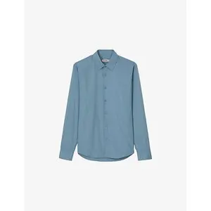 Sandro Classic Long-sleeve Cotton-blend Shirt L Bleus