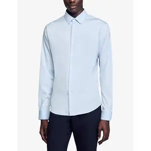 Sandro Classic Long-sleeve Cotton-blend Shirt - Blue Sky