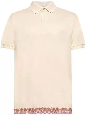 Etro Paisley-trim Polo Shirt - Neutrals