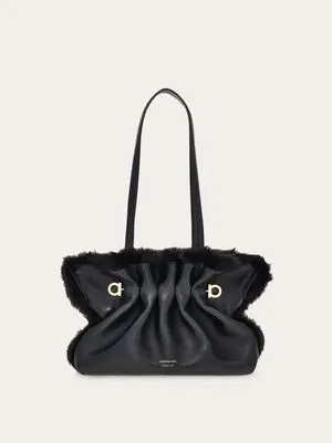 FERRAGAMO Soft Shoulder Bag - Black