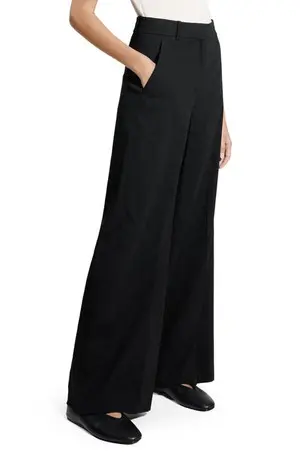 Theory Linen Blend Wide Leg Pants - Black