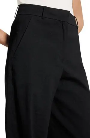 Theory Linen Blend Wide Leg Pants - Black