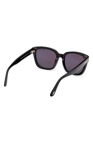 TOM FORD 53mm Square Sunglasses - Shiny Black Eco / Smoke Lenses