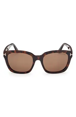 TOM FORD TOM FORD 53mm Square Sunglasses Shiny Dark Havana Eco