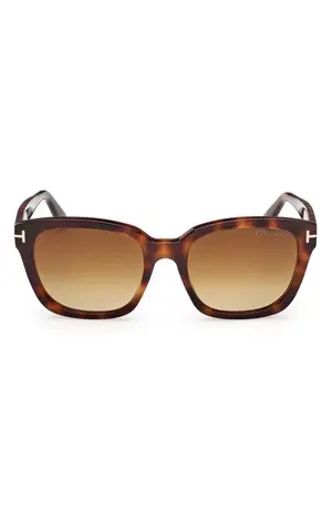TOM FORD 53mm Square Sunglasses - Shiny Hark Havana Eco