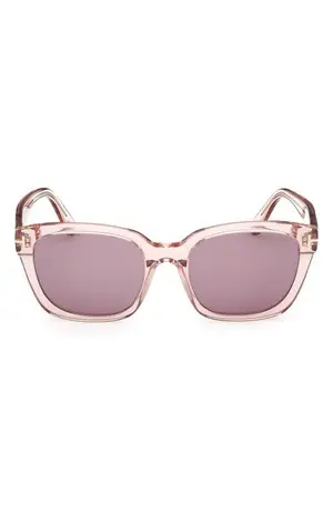 TOM FORD 53mm Square Sunglasses - Shiny Transparent Powder Rose