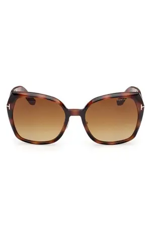 TOM FORD 58mm Gradient Butterfly Sunglasses - Shiny Havana / Brown Lenses