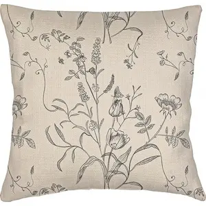 Anaya English Garden Natural Linen Euro Pillow With Down Insert - Beige