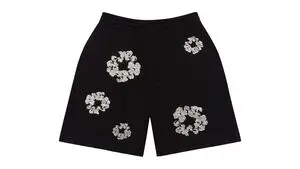 DENIM TEARS Cashmere Swarovski Cotton Wreath Shorts - Black