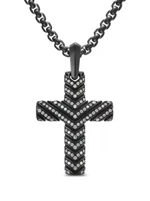 David Yurman Chevron Cross Pendant Necklace - Black