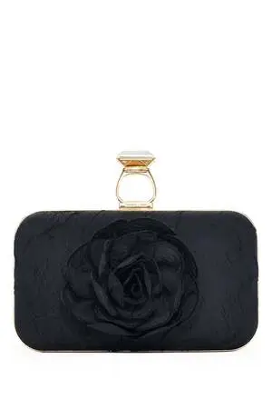 Sachin & Babi On The Rocks With Rose Convertible Clutch - Black