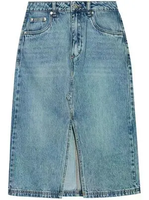 GESTUZ Logo Patch Denim Skirt