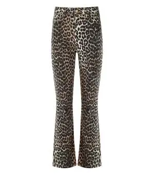 GANNI Leopard Print Flare Jeans