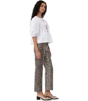 GANNI Leopard Print Flare Jeans