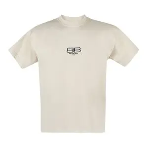 Balenciaga Bb Center Logo Tee 'beige/black