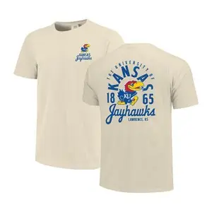 IMAGE ONE Kansas Jayhawks Comfort Colors Mascot Overlay T-shirt - Cream