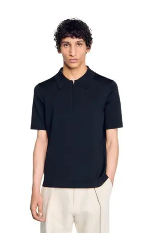 Sandro Knitted Polo With Zip Collar Fonte