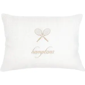 Anaya Hamptons Tennis Club Embroidered Linen Pillow With Down Insert
