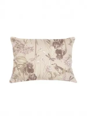 Anaya Tropical Paradise Linen Pillow With Down Alternative Insert - Beige
