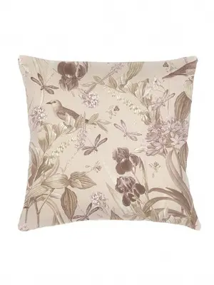 Anaya Tropical Paradise Linen Pillow With Down Insert Beige