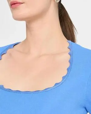 Emporio Armani Scalloped Milano Blouse - Cornflower