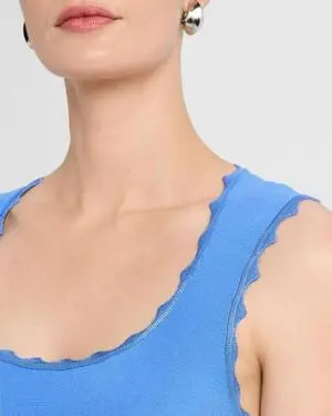 Emporio Armani Sleeveless Scalloped Dress - Cornflower