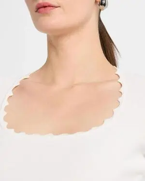 Emporio Armani Scalloped Scoop-neck Blouse - Warm White