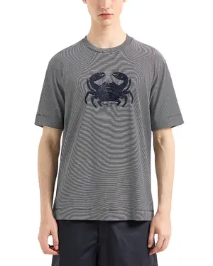 Emporio Armani Embroidered Crab Tee - Navy/white