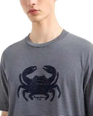 Emporio Armani Embroidered Crab Tee - Navy/white