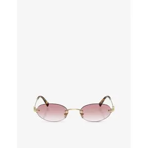 Miu Miu Oval-frame Metal Sunglasses - Gold
