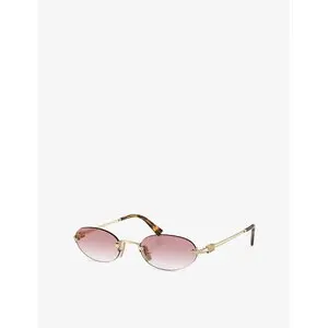 Miu Miu Mu A54s Oval-frame Sunglasses - Gold