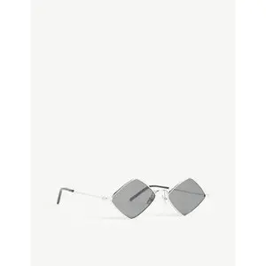 Saint Laurent Lisa Diamond-frame Sunglasses - Silver