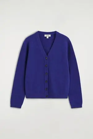 Cos Merino Wool V-neck Cardigan - Blue
