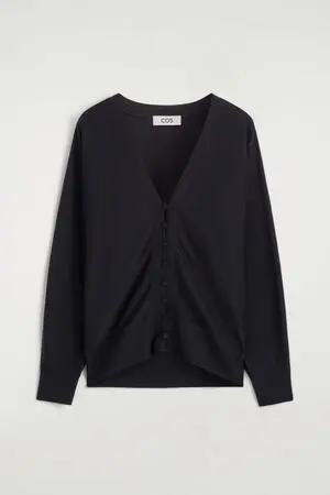 Cos Merino Wool V-neck Cardigan - Blue