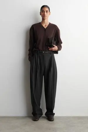 Cos Merino Wool V-neck Cardigan - Brown