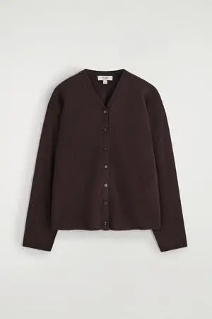 Cos Merino Wool V-neck Cardigan - Brown