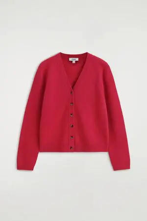 Cos Merino Wool V-neck Cardigan - Red