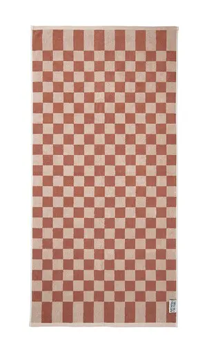 BATHING CULTURE Bathhouse Check Organic Body Towel In Brown - Clay