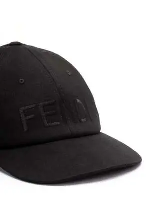 Fendi Stretch Cotton Baseball Cap With Logo Embroidery - Black