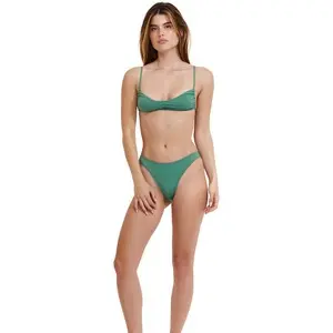 GOTTEX Solid V Neck Bikini Top - Green