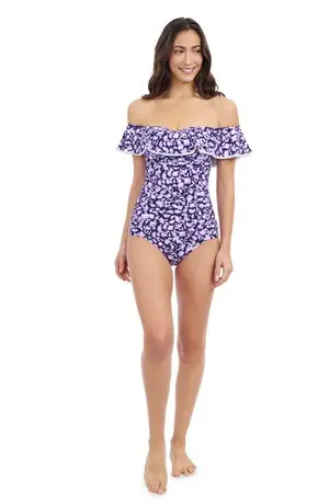 GOTTEX Juliette Off-shoulder Ruffle Tankini - Navy