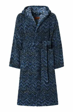 Missoni Azul Cotton Terry Chevron Bathrobe - Blue