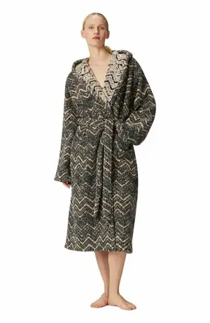 Missoni Azul Cotton Terry Chevron Bathrobe - Brown