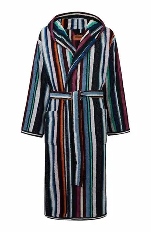 Missoni Chandler Cotton Terry Bathrobe With Lurex - Blue